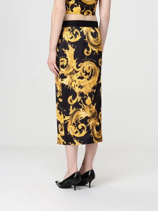 Versace Printed Crêpe Midi Skirt - Black