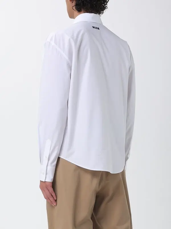 MSGM Graphic Print Long-sleeve Cotton Shirt With Concealed Placket