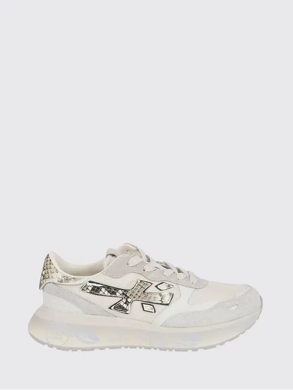 Premiata Laurin Leather And Mesh Sneakers With Rhinestones