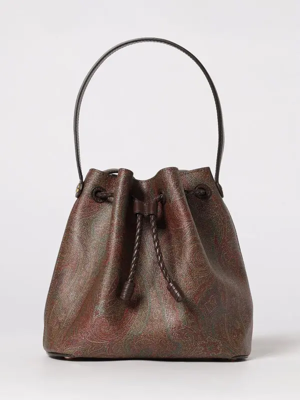 Etro Arnica Paisley Print Coated Cotton Bucket Bag - Brown