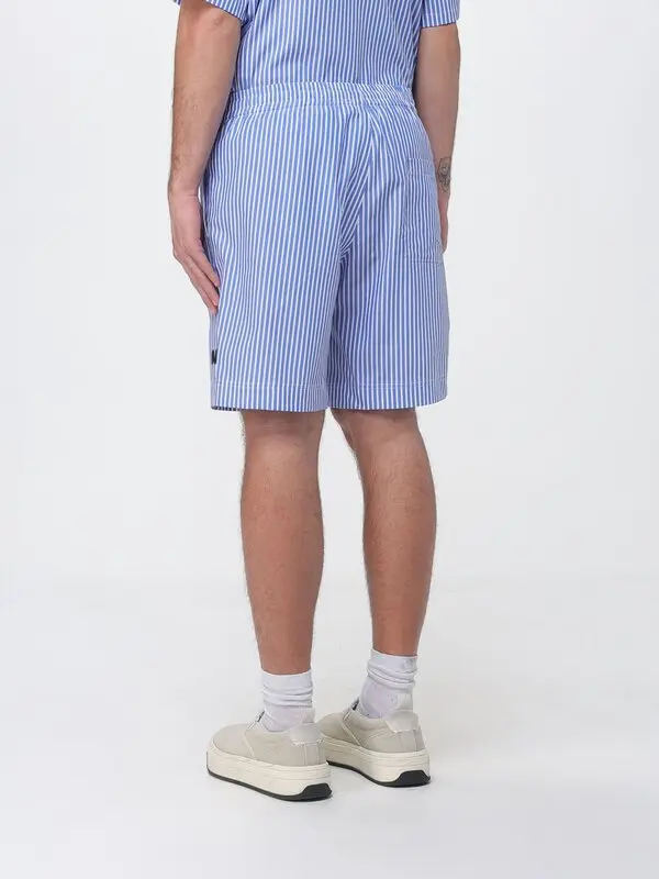 MSGM Striped Cotton Jogging Shorts With Elasticated Waist And Embroidered Logo