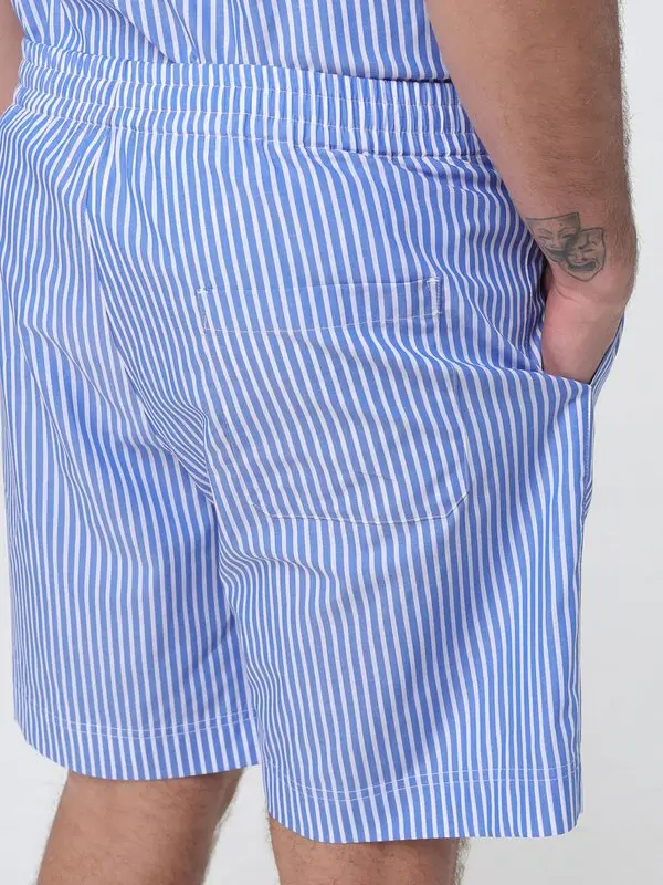 MSGM Striped Cotton Jogging Shorts With Elasticated Waist And Embroidered Logo