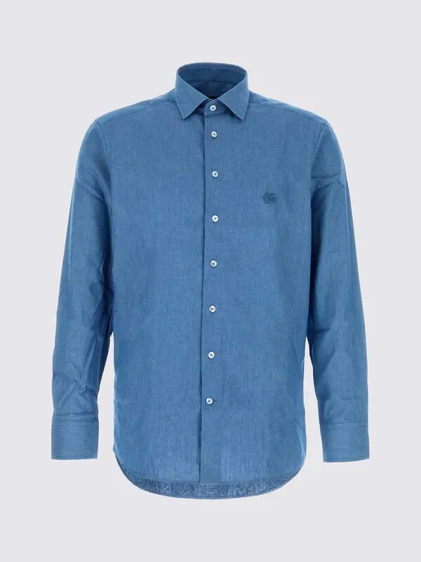 Etro Cotton Shirt With French Collar And Embroidered Cube Logo