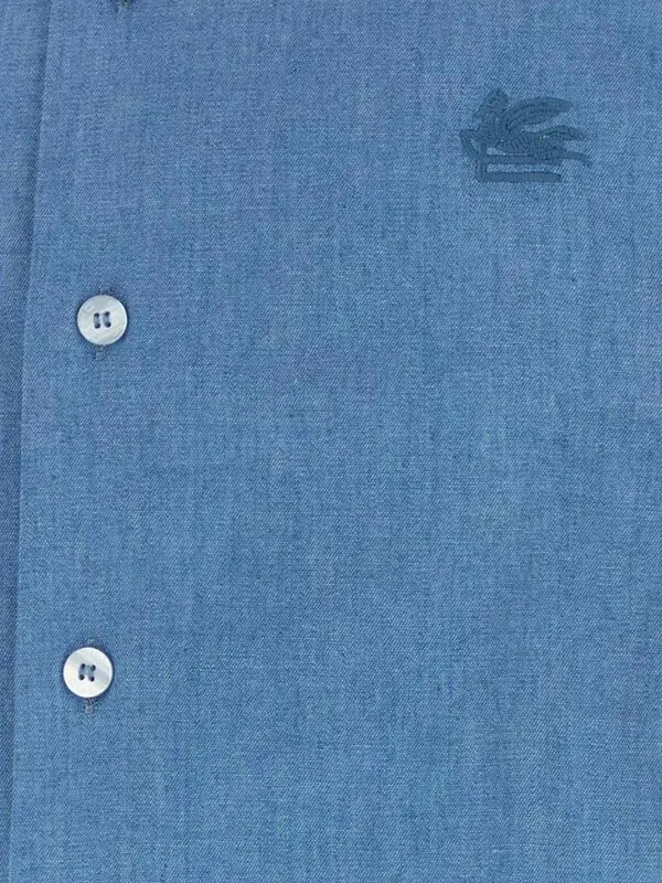 Etro Cotton Shirt With French Collar And Embroidered Cube Logo