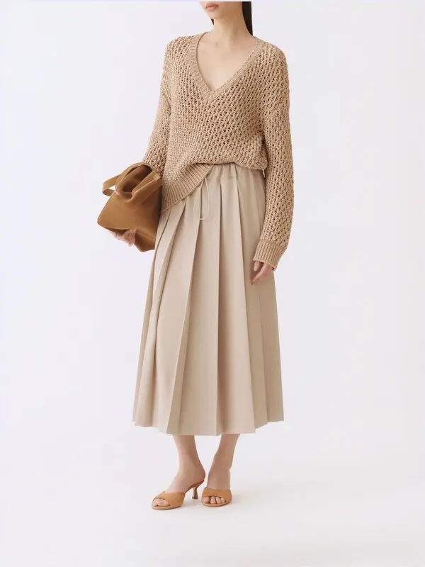 Fabiana Filippi Pleated Midi Skirt - Nude