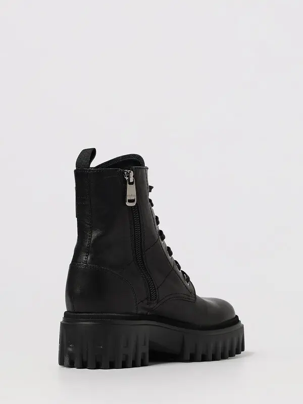 Hogan Smooth Calfskin Combat Boots With Lug Sole
