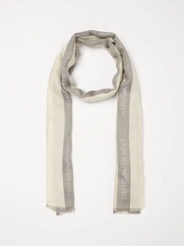 Emporio Armani Striped Modal Blend Scarf With Jacquard Logo - Fa01