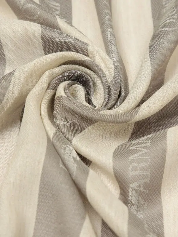 Emporio Armani Striped Modal Blend Scarf With Jacquard Logo - Fa01