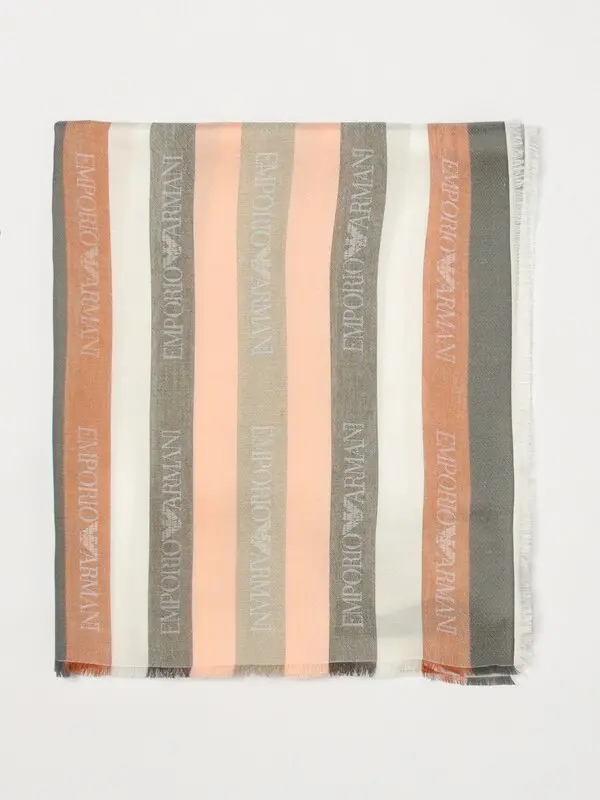 Emporio Armani Striped Modal Blend Scarf With Jacquard Logo - Fa02