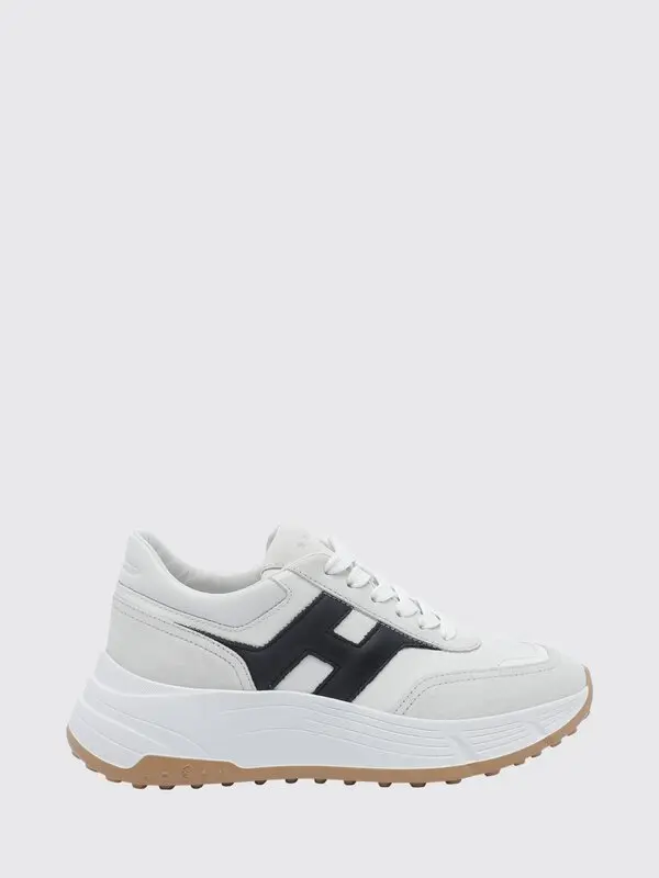 Hogan H669 Smooth And Suede Calf Leather Sneakers With Contrasting H Logo - White