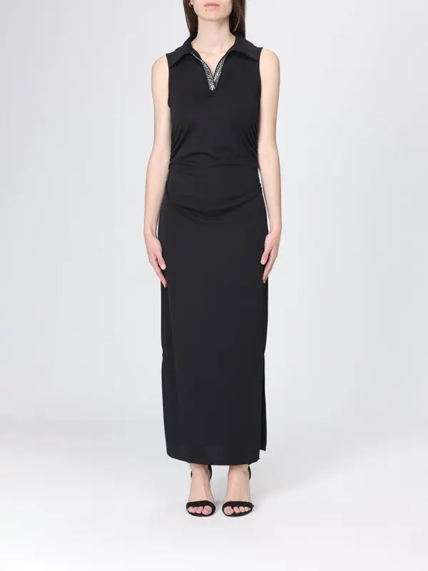 Liu Jo Off-the-shoulder Long Jersey Dress With Rhinestone Embellishments