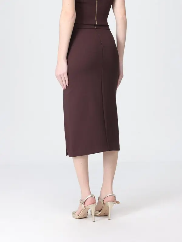 Elisabetta Franchi Midi Pencil Skirt With Side Slit - Brown