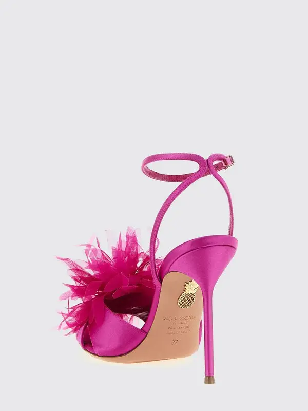AQUAZZURA Poème Satin And Tulle Sandals - Fuchsia