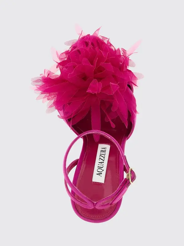 AQUAZZURA Poème Satin And Tulle Sandals - Fuchsia