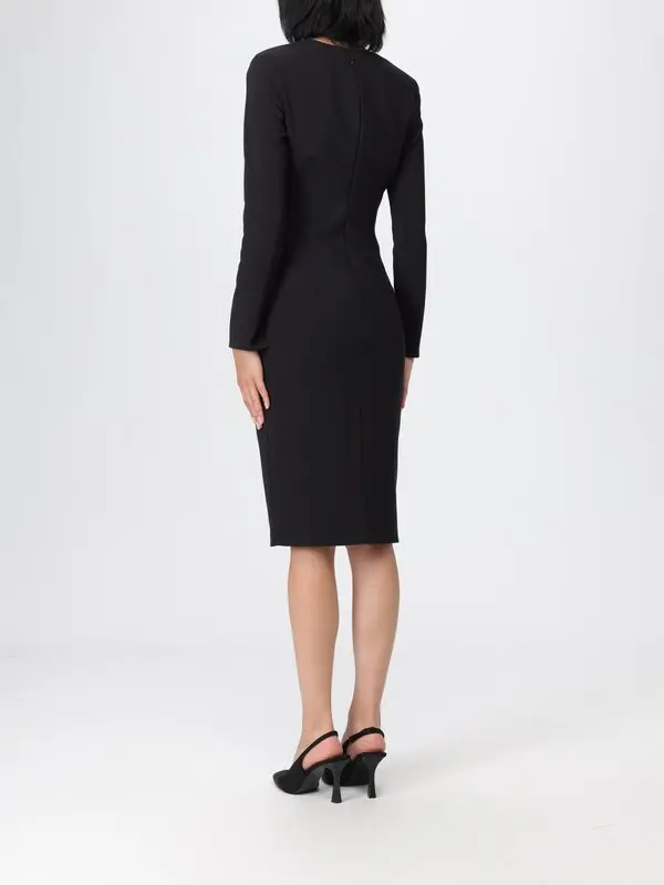 Elisabetta Franchi Long Sleeve V-neck Dress - Black