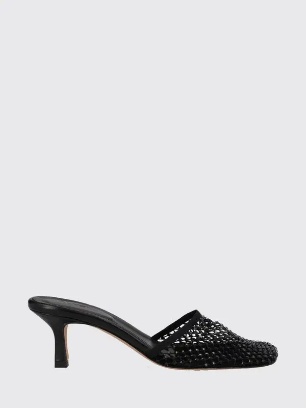 ALYSI Mesh Mules With Square Toe And Rhinestone Embellishment
