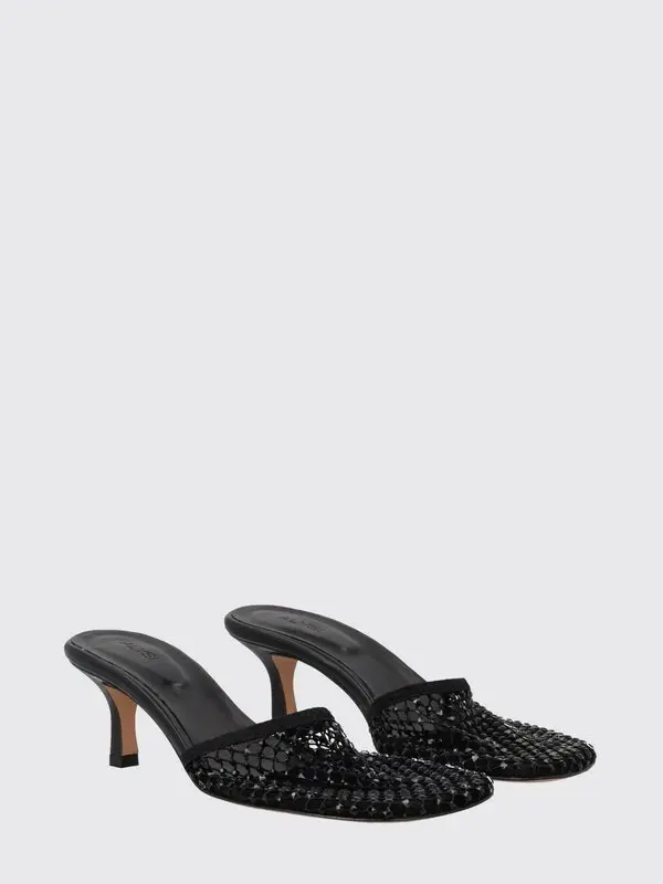 ALYSI Mesh Mules With Square Toe And Rhinestone Embellishment