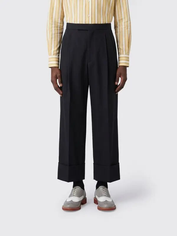 Thom Browne Cotton Gabardine Tailored Trousers - Navy