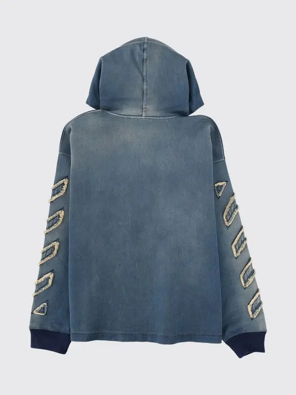 Off-White Contrast Logo Cotton Denim Hoodie