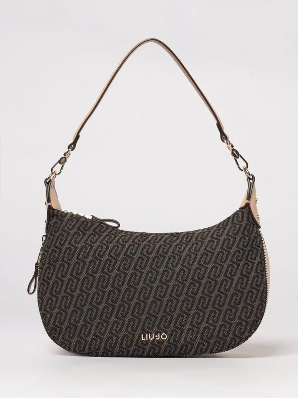Liu Jo Canvas Bag With Jacquard Monogram - Dark