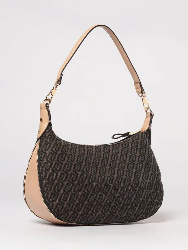Liu Jo Canvas Bag With Jacquard Monogram - Dark