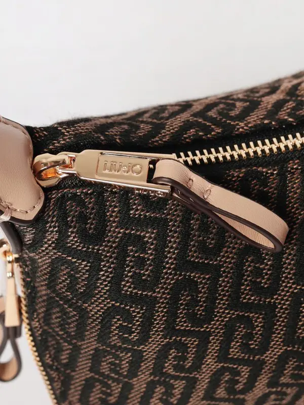 Liu Jo Canvas Bag With Jacquard Monogram - Dark