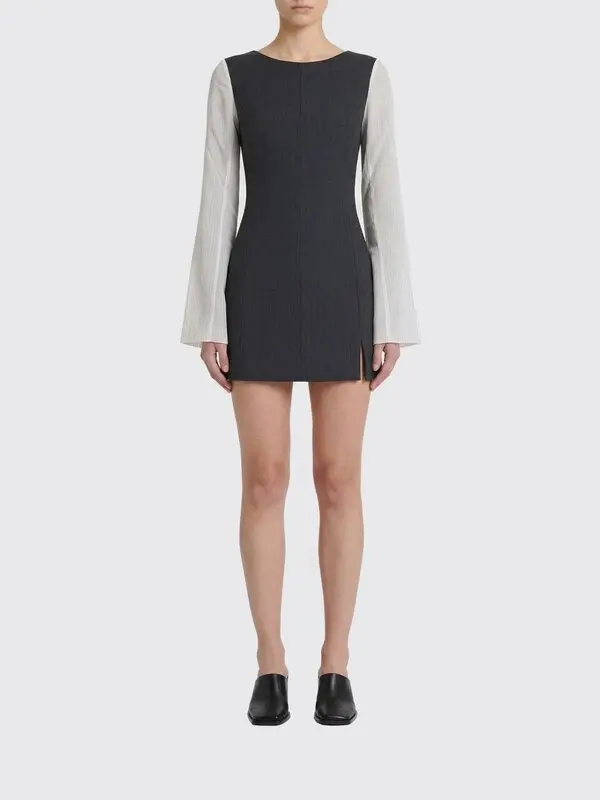Our Legacy Polyester Blend Mini Dress With Pinstripe Pattern And Long Sleeves