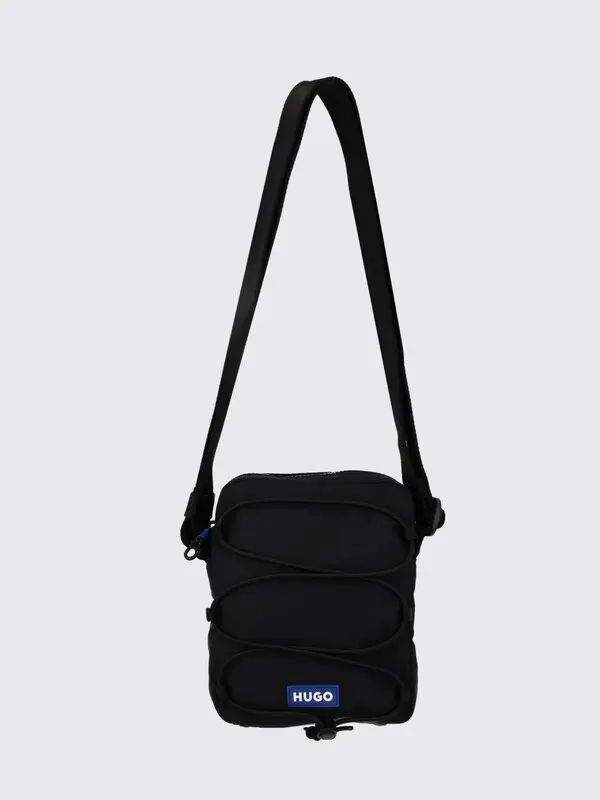 Hugo Vytal Recycled Nylon Crossbody Bag With Zip Closure And Applied Logo - Black