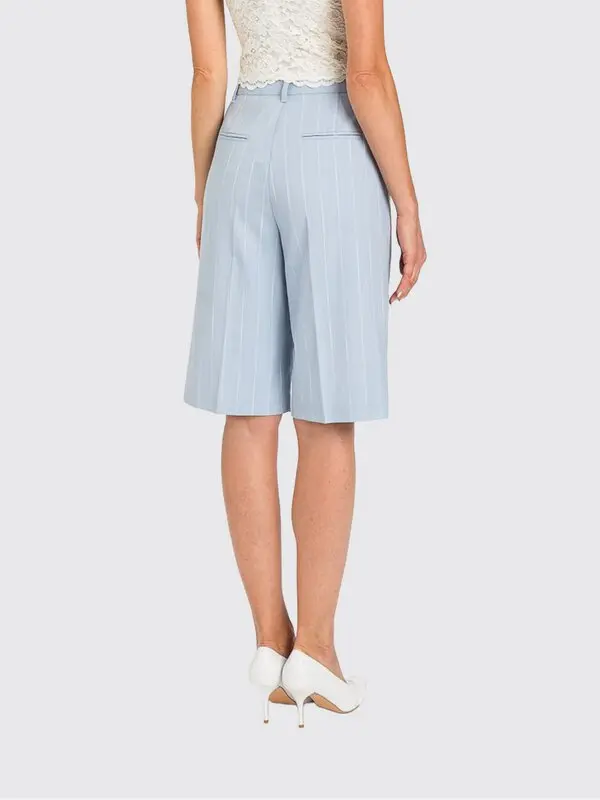 TWINSET Pinstripe Viscose Blend Knee-length Chino Shorts - Sky Blue