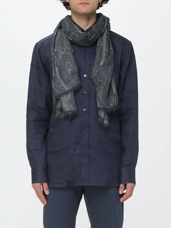 Etro Fringed Paisley Jacquard Cashmere Scarf - Black