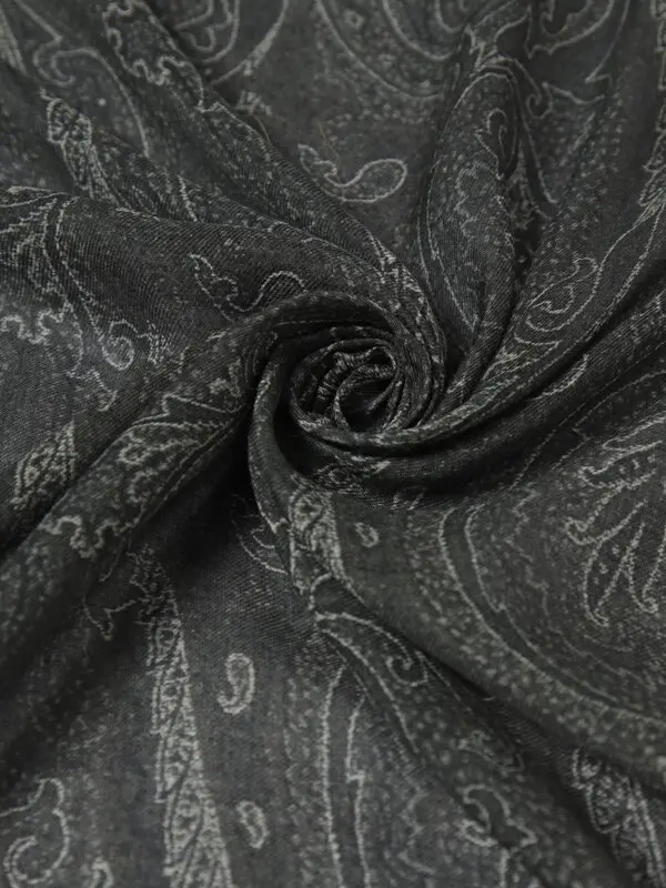 Etro Fringed Paisley Jacquard Cashmere Scarf - Black