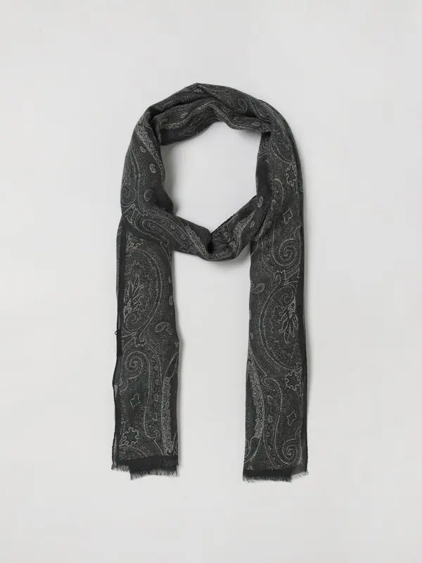 Etro Fringed Paisley Jacquard Cashmere Scarf - Black