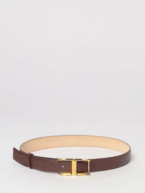 Elisabetta Franchi Hammered Leather Belt - Brown