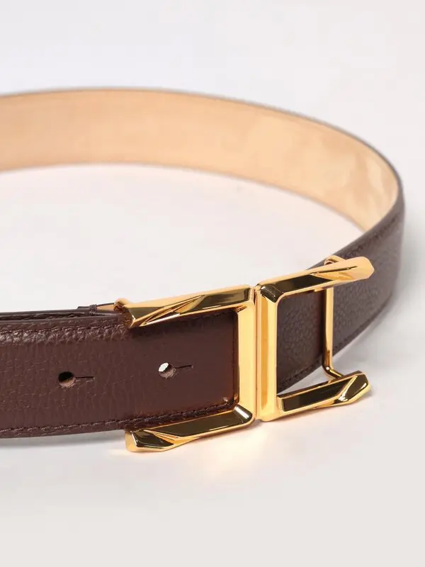 Elisabetta Franchi Hammered Leather Belt - Brown