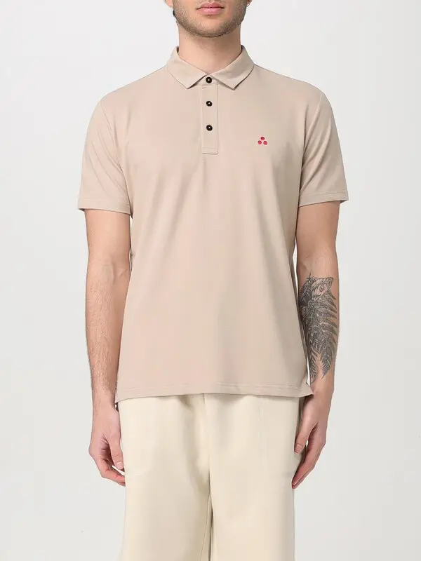 Peuterey Cotton And Silk Blend Polo Shirt - Beige