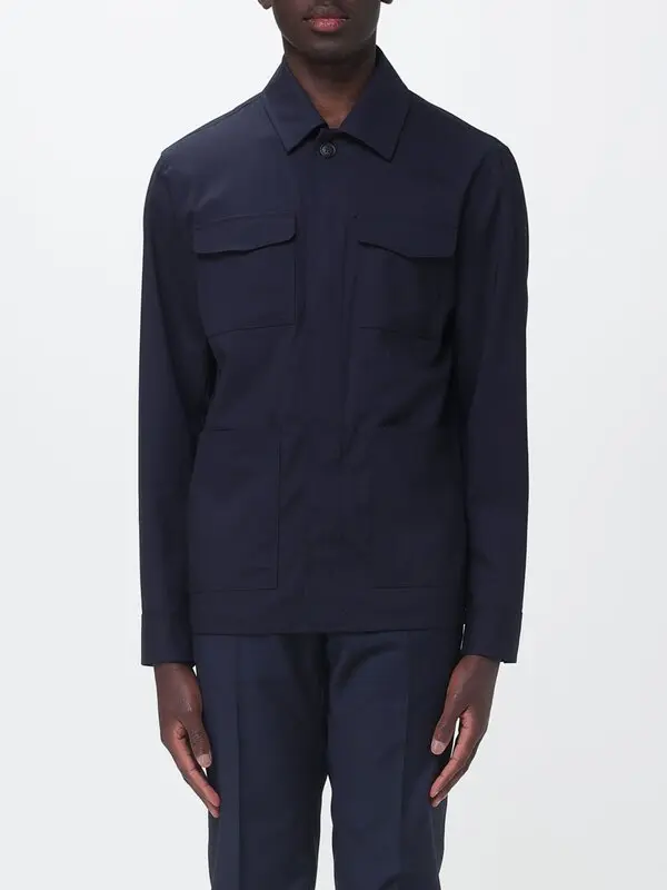 MANUEL RITZ Relaxed Fit Twill Shirt Jacket With Concealed Closure