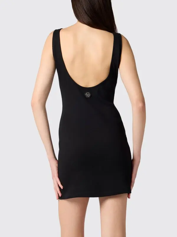 Philipp Plein Jersey Mini Dress With Rhinestone Embellishments