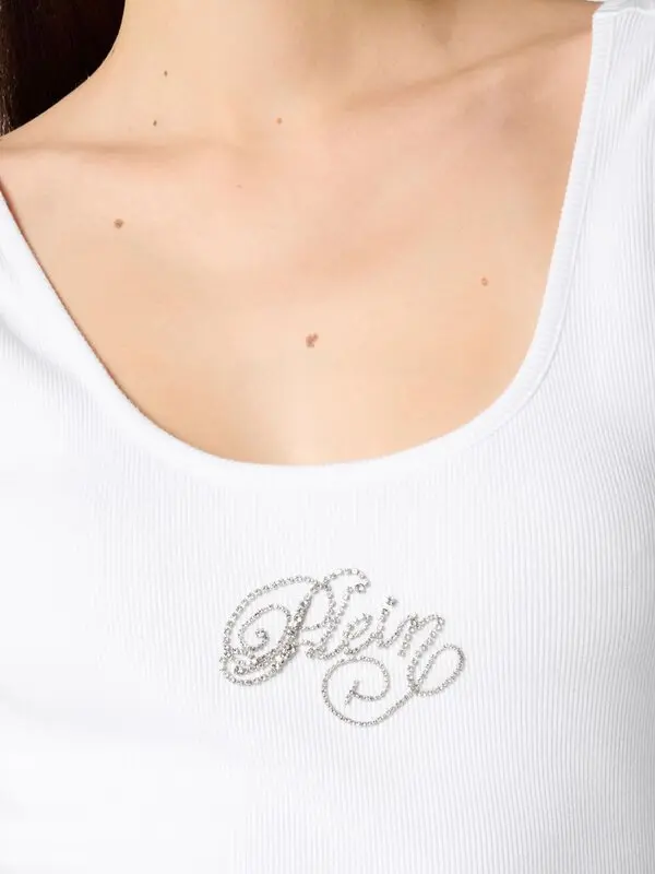 Philipp Plein Jersey Mini Dress With Rhinestone Embellishments
