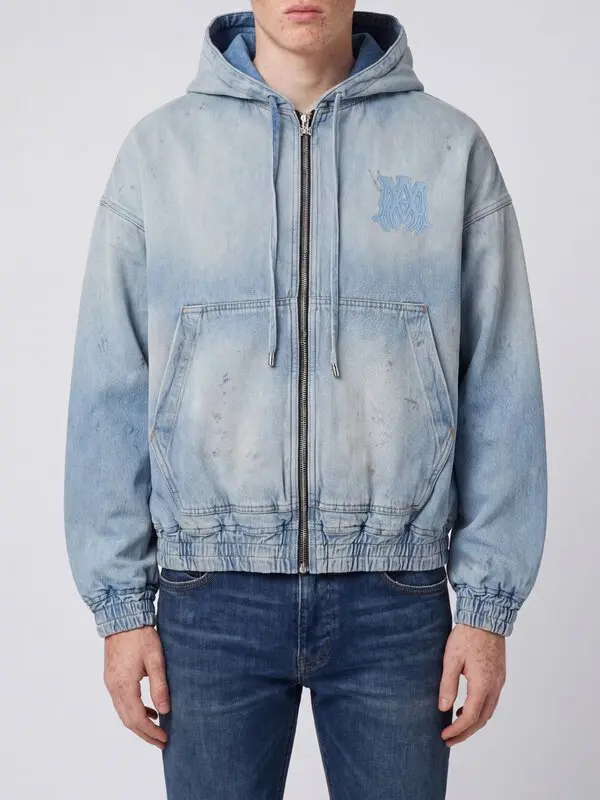 Amiri Distressed Denim Zip-up Hoodie