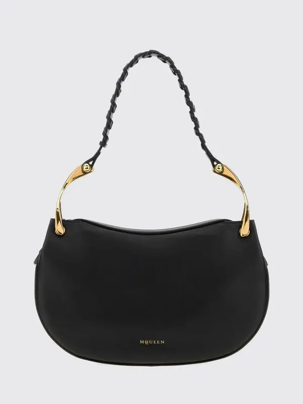 Alexander McQueen Wishbone Calfskin Shoulder Bag With Woven Handle