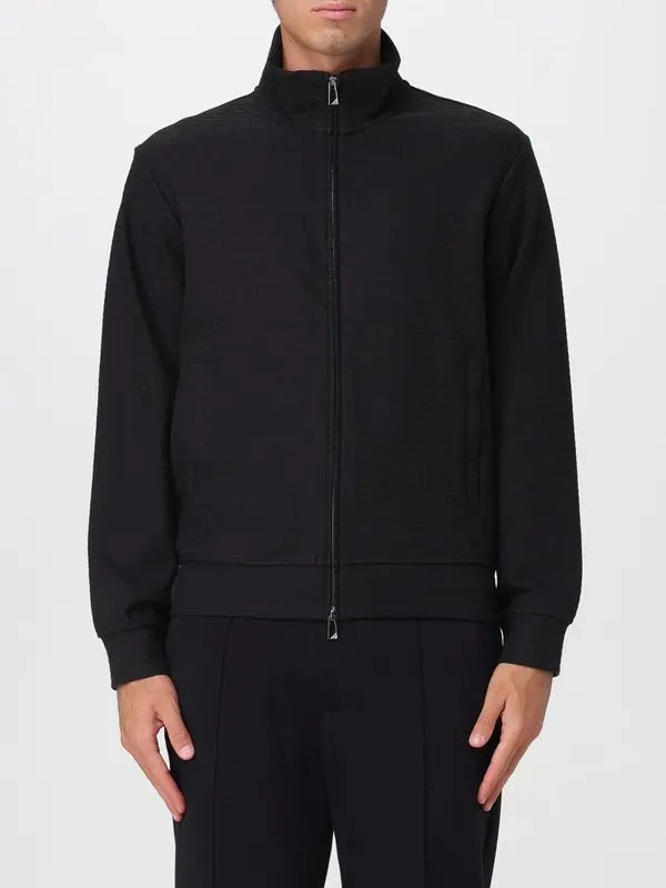 Emporio Armani Textured Full-zip Track Jacket - Black