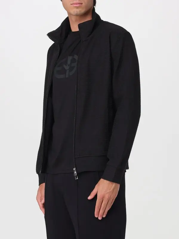 Emporio Armani Textured Full-zip Track Jacket - Black