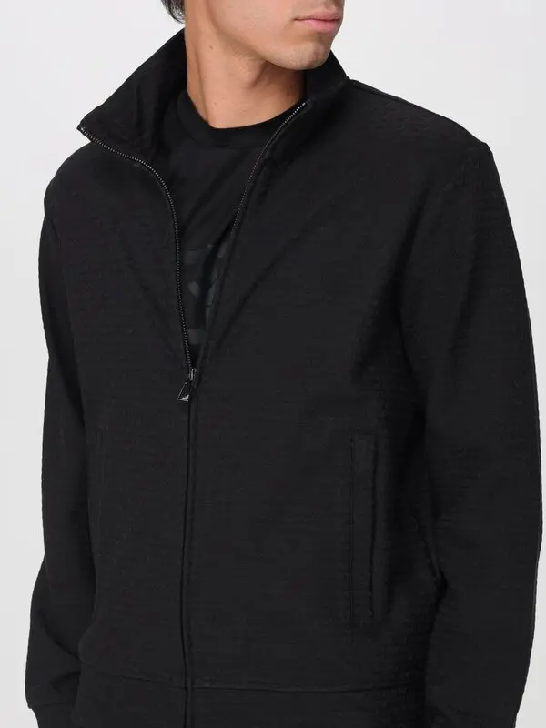 Emporio Armani Textured Full-zip Track Jacket - Black