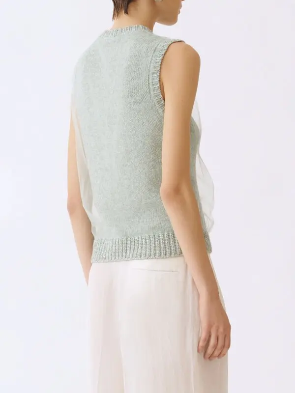 Fabiana Filippi Sleeveless Knit Vest With Tulle Overlay