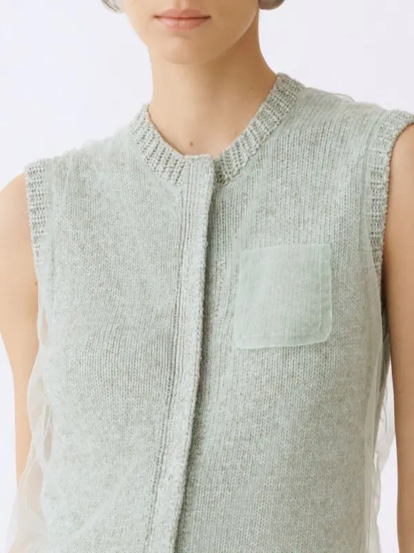 Fabiana Filippi Sleeveless Knit Vest With Tulle Overlay