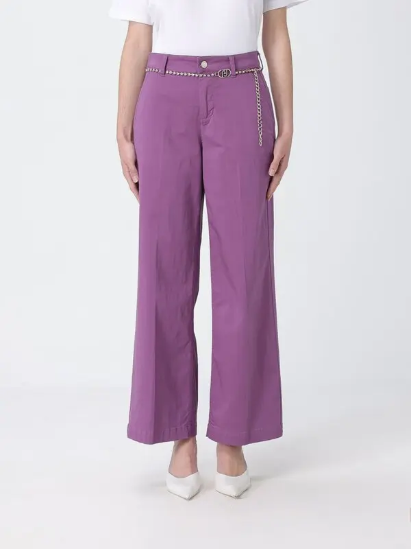 Liu Jo High-waisted Cropped Stretch Cotton Blend Trousers With Jewelled Belt