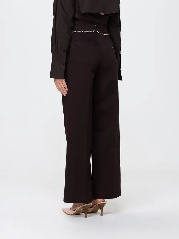 Liu Jo High-waisted Cropped Stretch Cotton Blend Trousers With Jewelled Belt - Violet