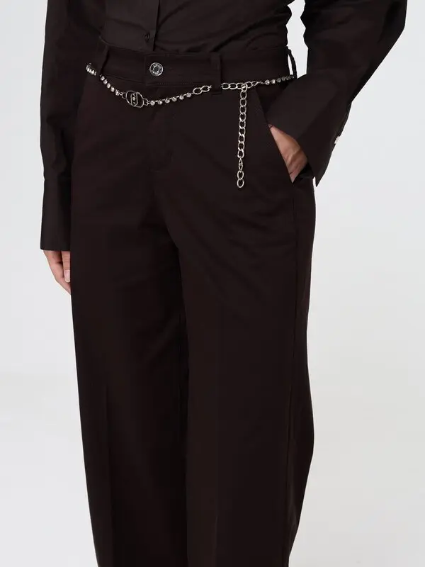 Liu Jo High-waisted Cropped Stretch Cotton Blend Trousers With Jewelled Belt - Violet