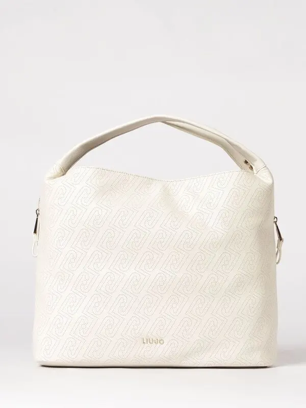 Liu Jo Kaliska Faux Leather Bag With Perforated Monogram - Cream