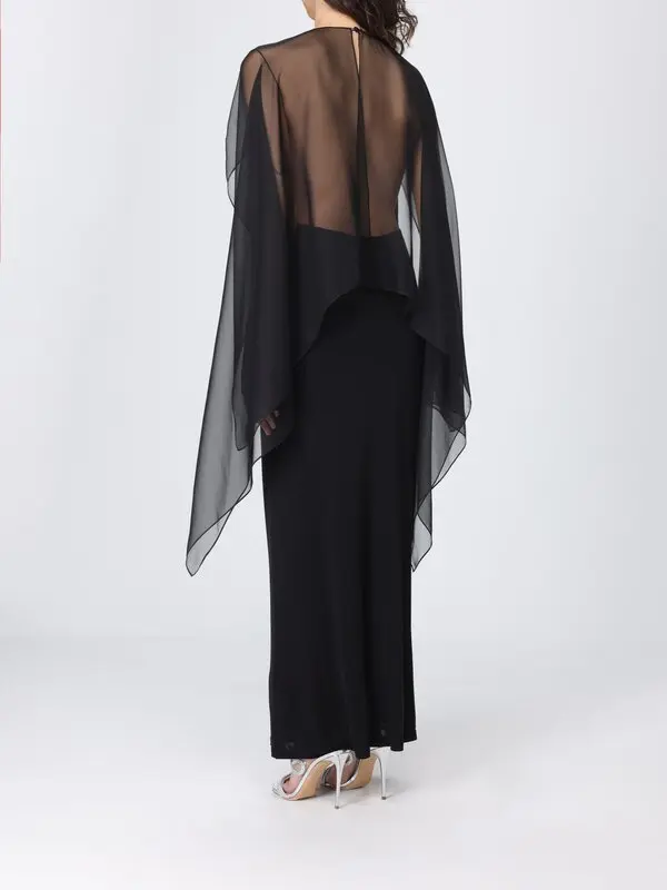 Alberta Ferretti Long Sleeve Satin Evening Gown